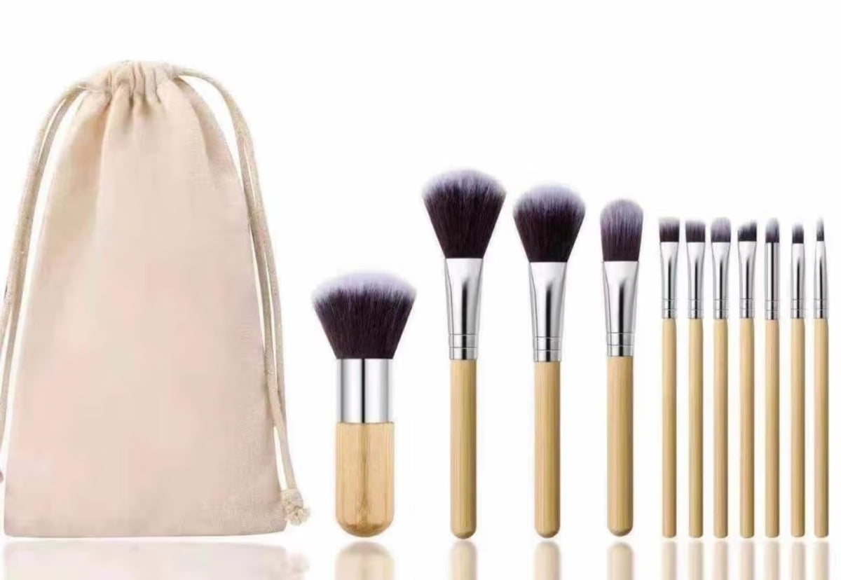 Bamboo Makeup Brush Set With Pouch | Bamboo India
