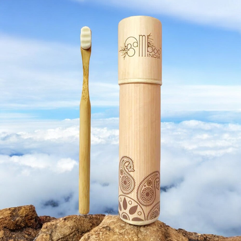 Bamboo Toothbrush Nano White - Round Handle (Pack of 4) | Bamboo India