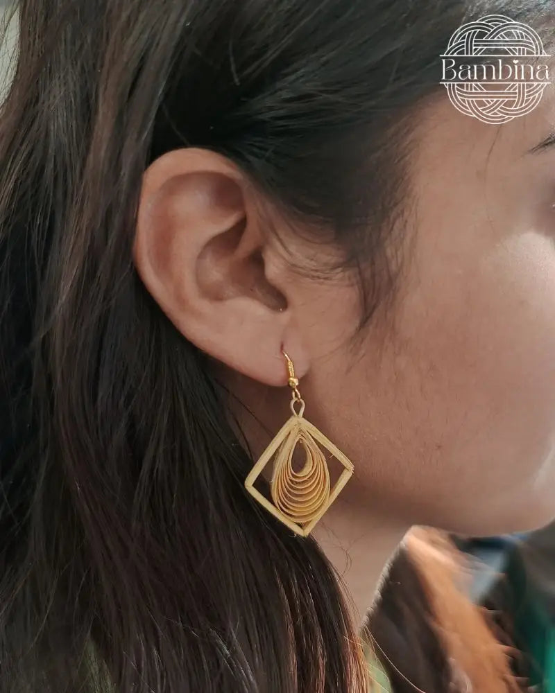 Diagonal quill drop Earrings | Bamboo India